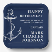 Anchor Navy Retirement Paper Plates | Zazzle