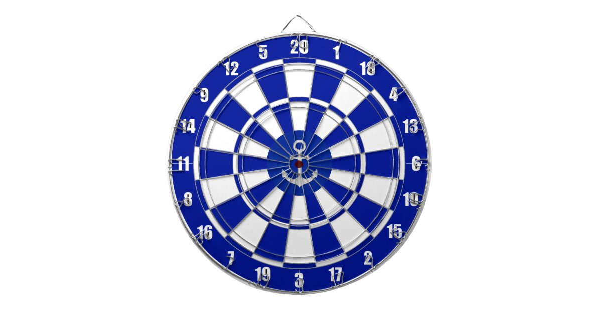 Anchor on Navy Blue and White Dart Board | Zazzle