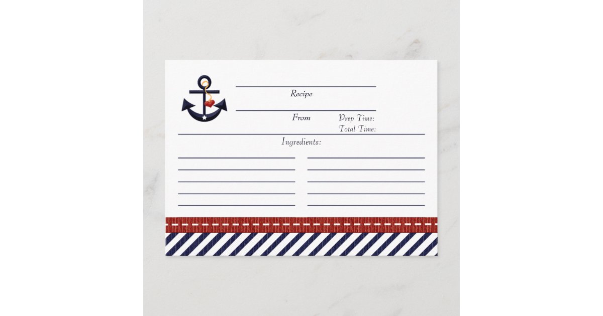 Anchor Recipe Card | Zazzle.com