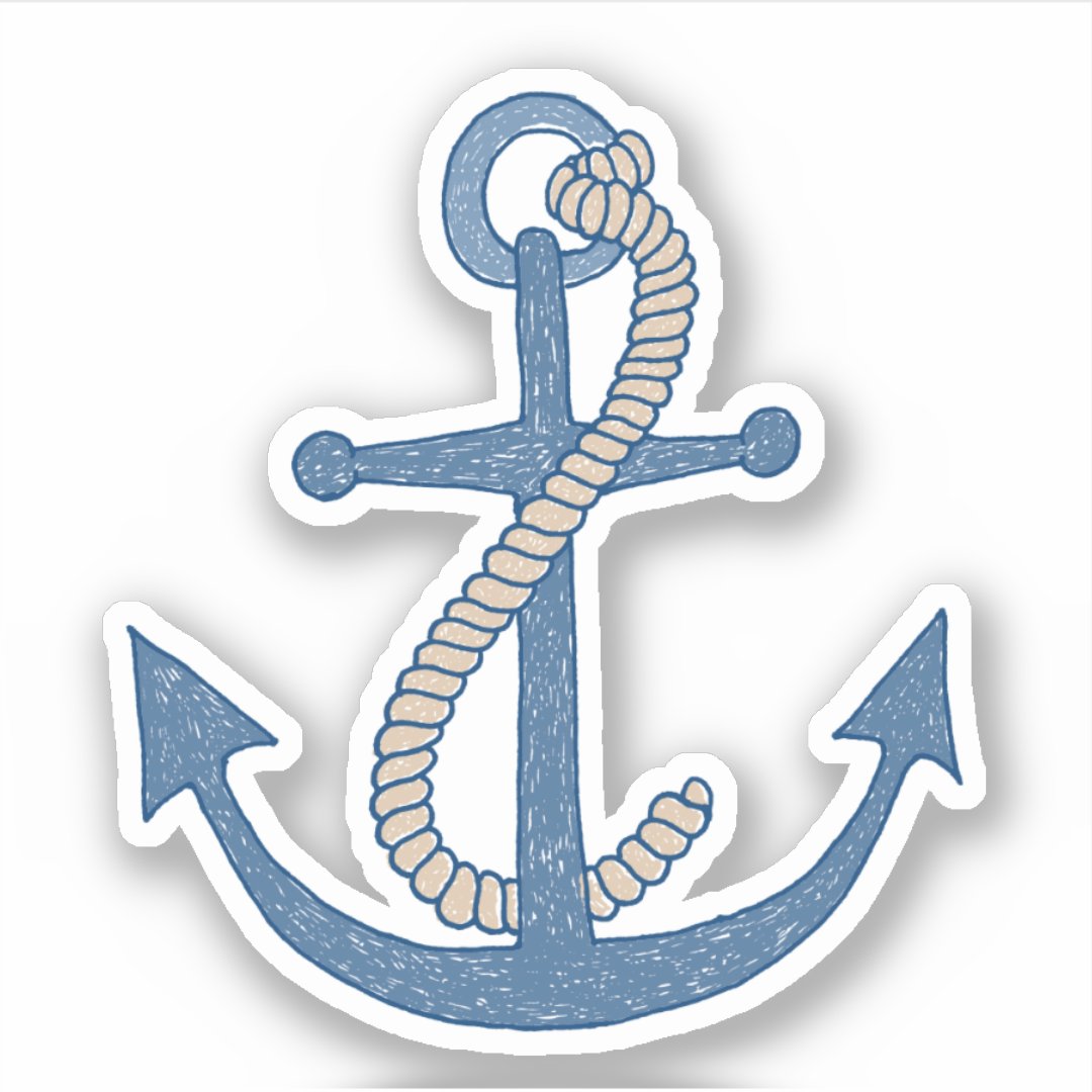 Anchor stickers - hand-drawn, scribbly style | Zazzle
