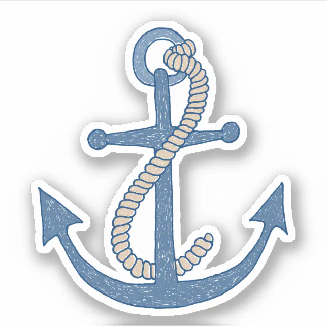 Anchor stickers - hand-drawn, scribbly style | Zazzle
