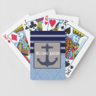 Custom navy blue nautical anchor playing cards | Zazzle.com