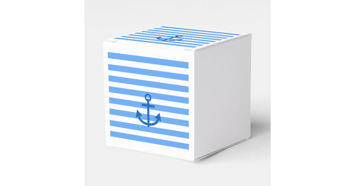 Anchor & White Blue Stripes Favor Boxes | Zazzle