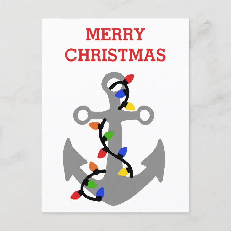 Anchor with Christmas Lights Nautical Postcard | Zazzle
