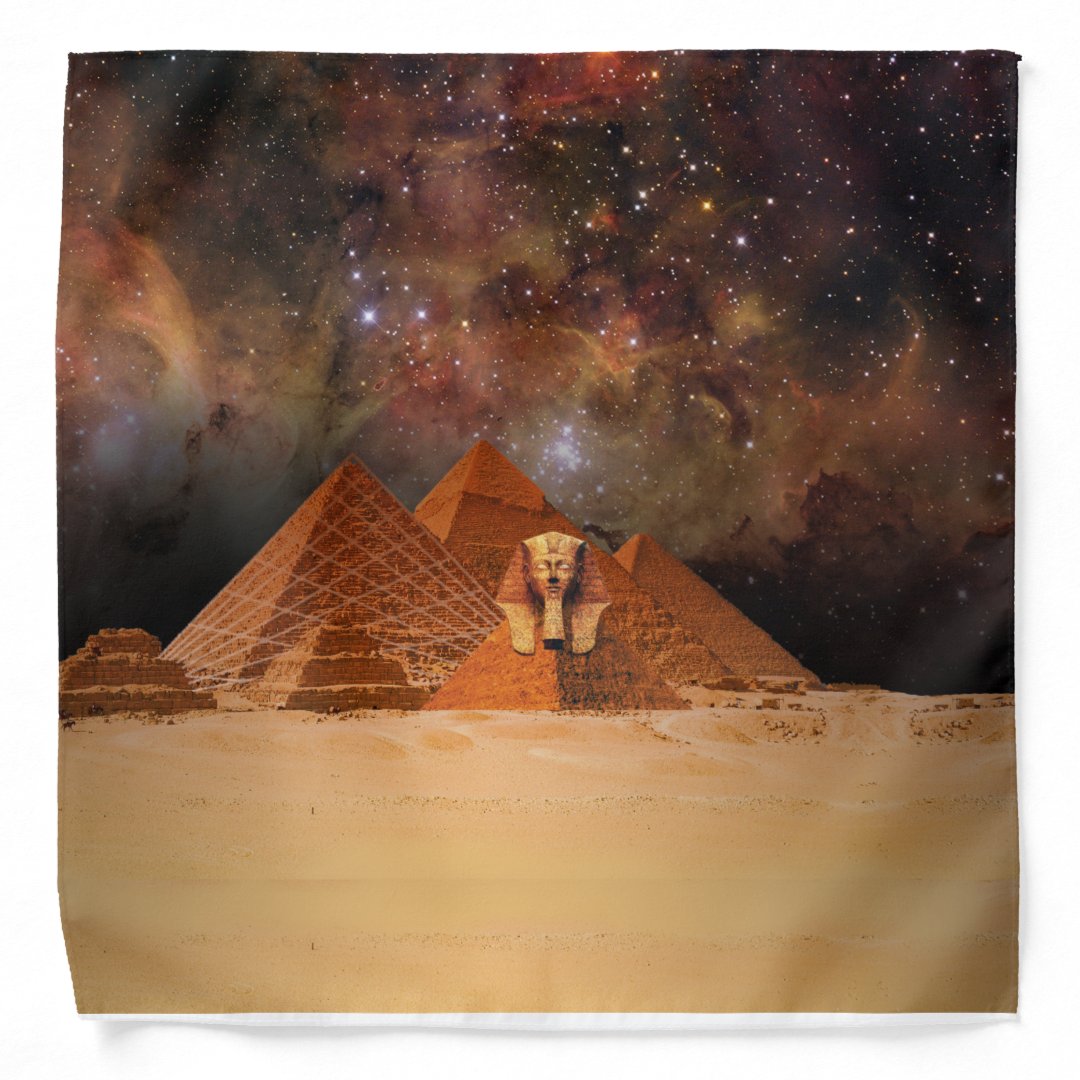 Ancient Alien Sphynx Pyramids in Space Bandana | Zazzle