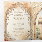 Ancient Arabian Palace Arch QR Code Muslim Wedding Tri-Fold Invitation ...