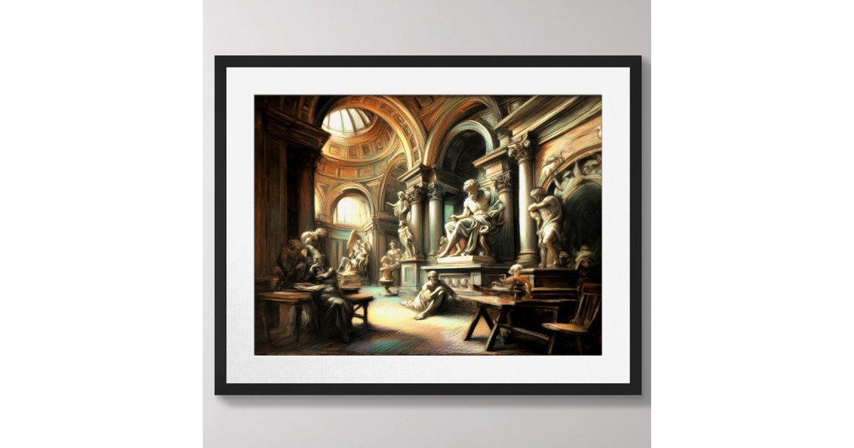 Ancient Art Sculpture Studio Roman Greek Poster | Zazzle
