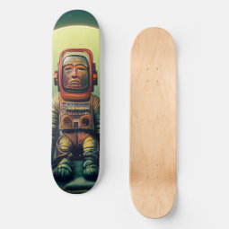 Ancient Astronaut Explorer Floating in Space Skateboard | Zazzle
