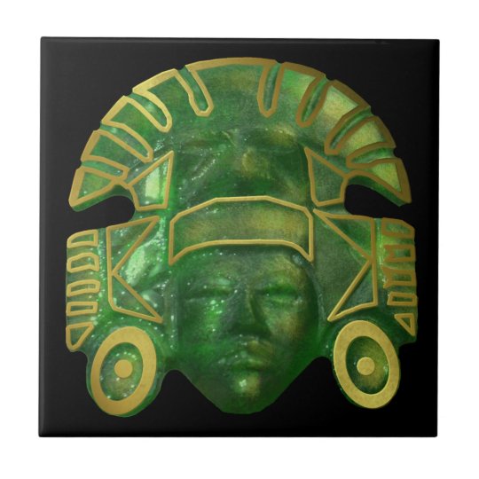 Ancient Aztec Sun Mask Tile | Zazzle.com