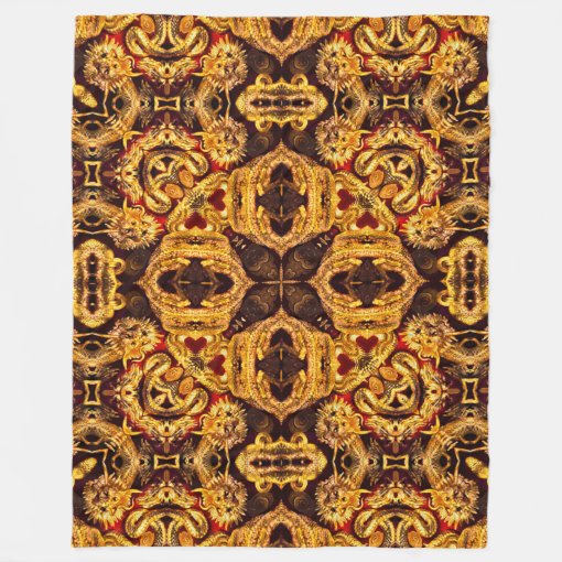 Ancient Chinese Gold Dragon Emperor Mandala Fleece Blanket Zazzle