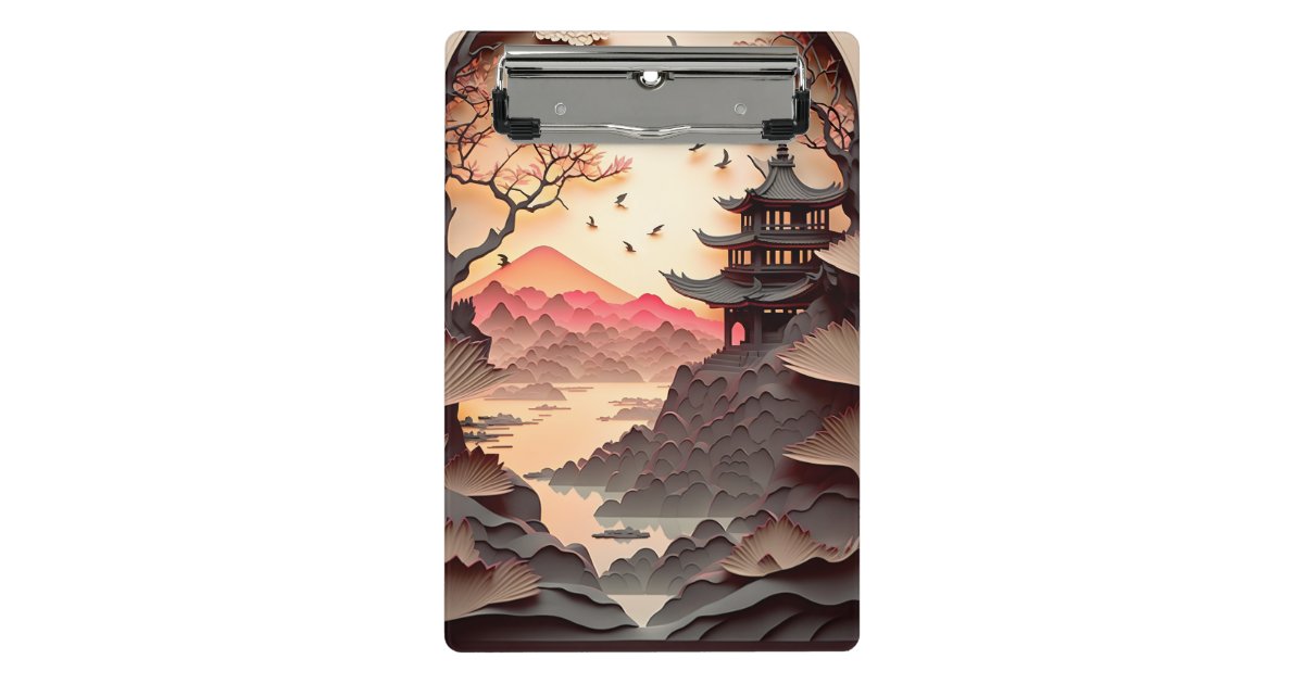 Ancient Chinese Scene Paper Cut Mini Clipboard | Zazzle