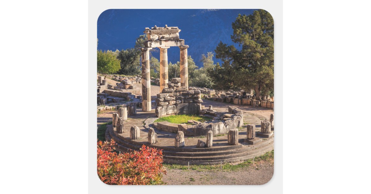 Ancient Delphi, Greece Square Sticker | Zazzle
