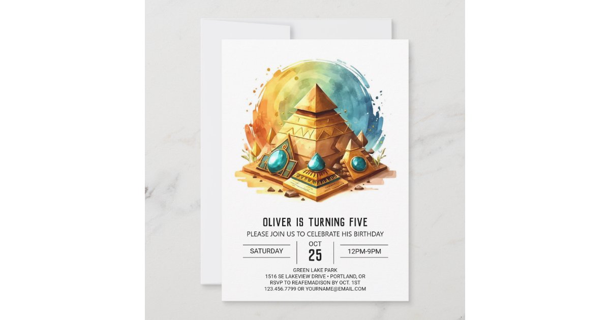Ancient Egypt Editable Elegant Pyramids Birthday Invitation | Zazzle