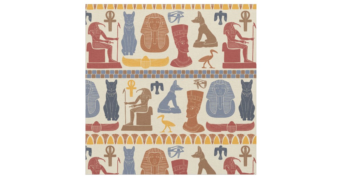 Ancient Egypt Egyptian Graphics Collage Fabric | Zazzle