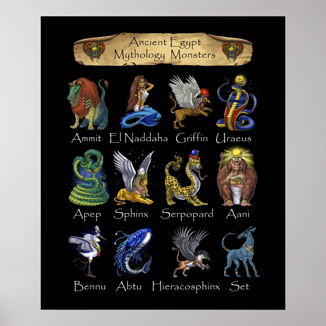 Ancient Egypt Mythology Creatures Poster | Zazzle Ancient Egypt Mythology Creatures Poster | Zazzle