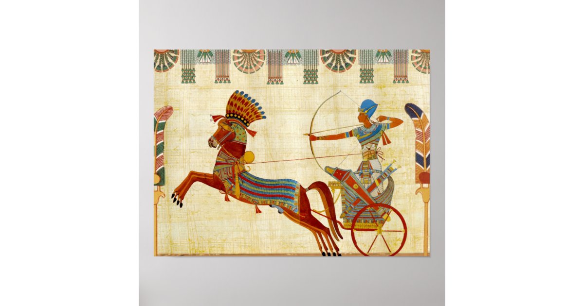 Ancient Egypt Pharaoh Ramesses II Colorful Drawing Poster | Zazzle