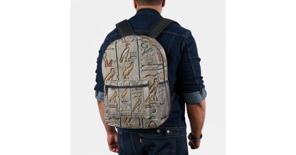 Ancient Egypt Pharaohs Hieroglyphs Engrave Text Printed Backpack | Zazzle