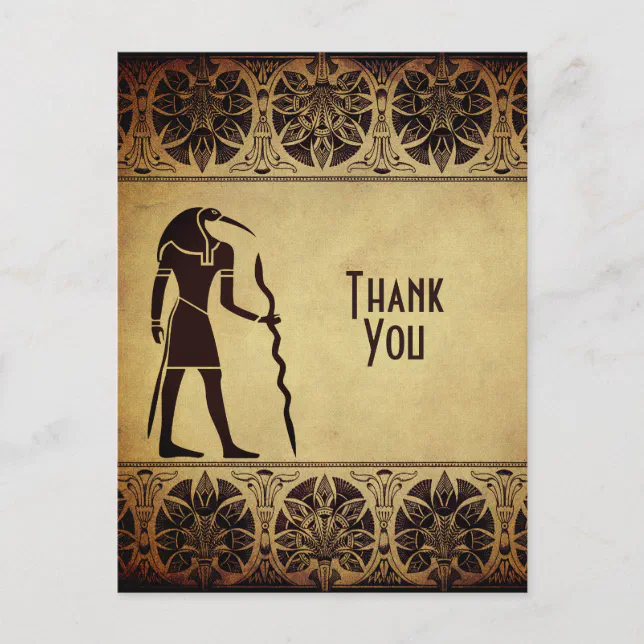 Ancient Egyptian God Thoth Golden Thank You Postcard | Zazzle