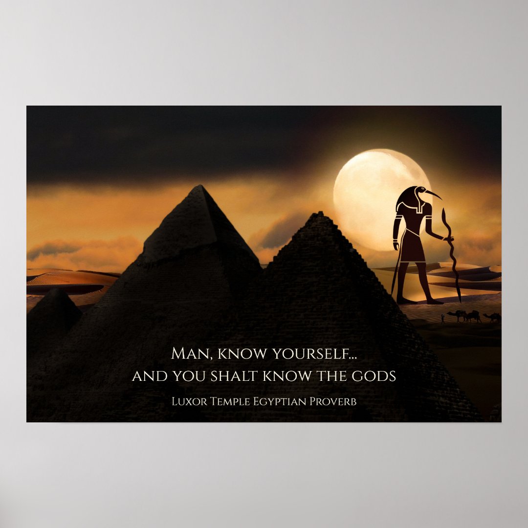 Ancient Egyptian God Thoth, Pyramids and Proverb Poster | Zazzle