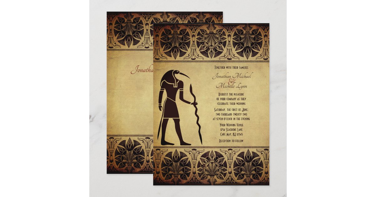 Ancient Egyptian God Thoth, Quill and Ink Wedding Invitation | Zazzle