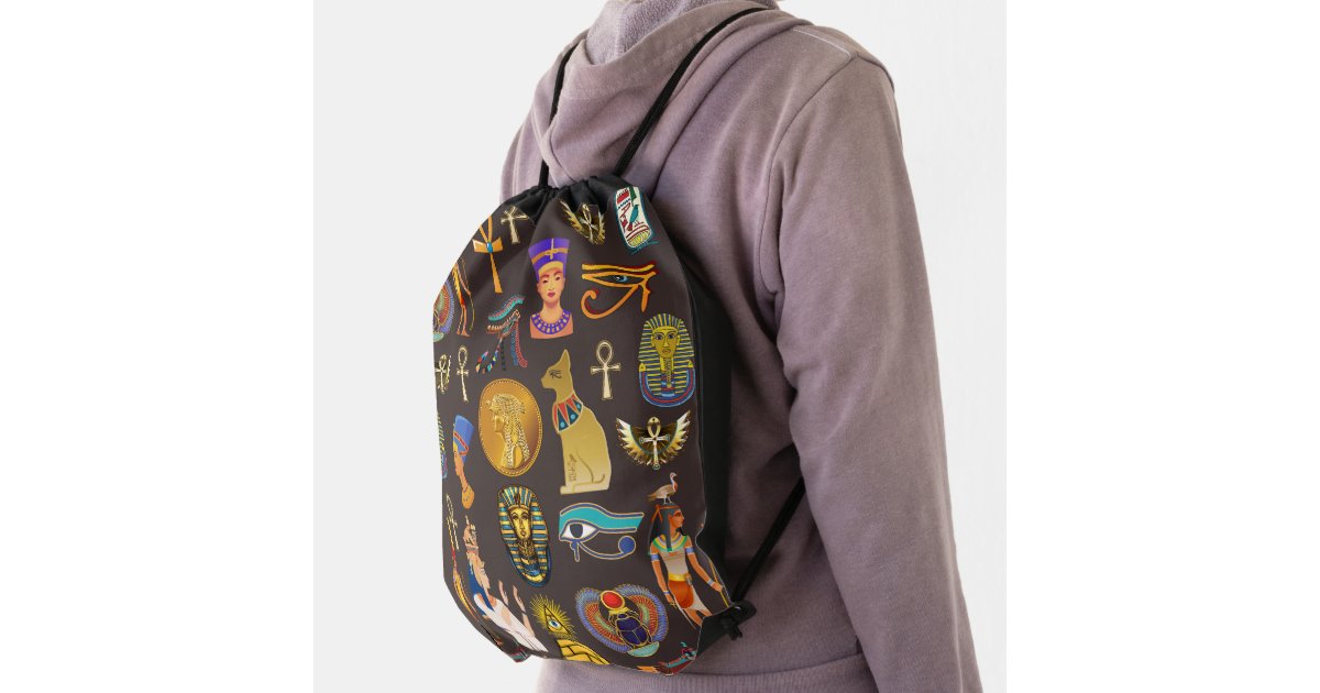 Ancient Egyptian Hieroglyphic Pattern Symbol Drawstring Bag | Zazzle