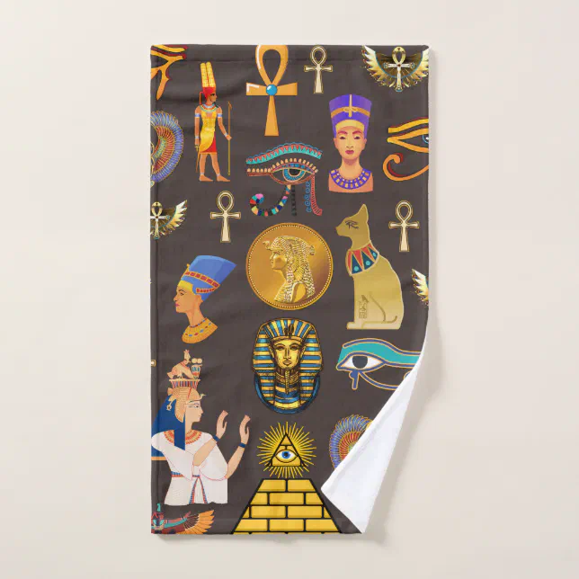 Ancient Egyptian Hieroglyphic Pattern Symbol Hand Towel | Zazzle