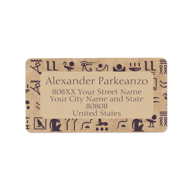 Ancient Egyptian Hieroglyphics Art on Parchment Label | Zazzle