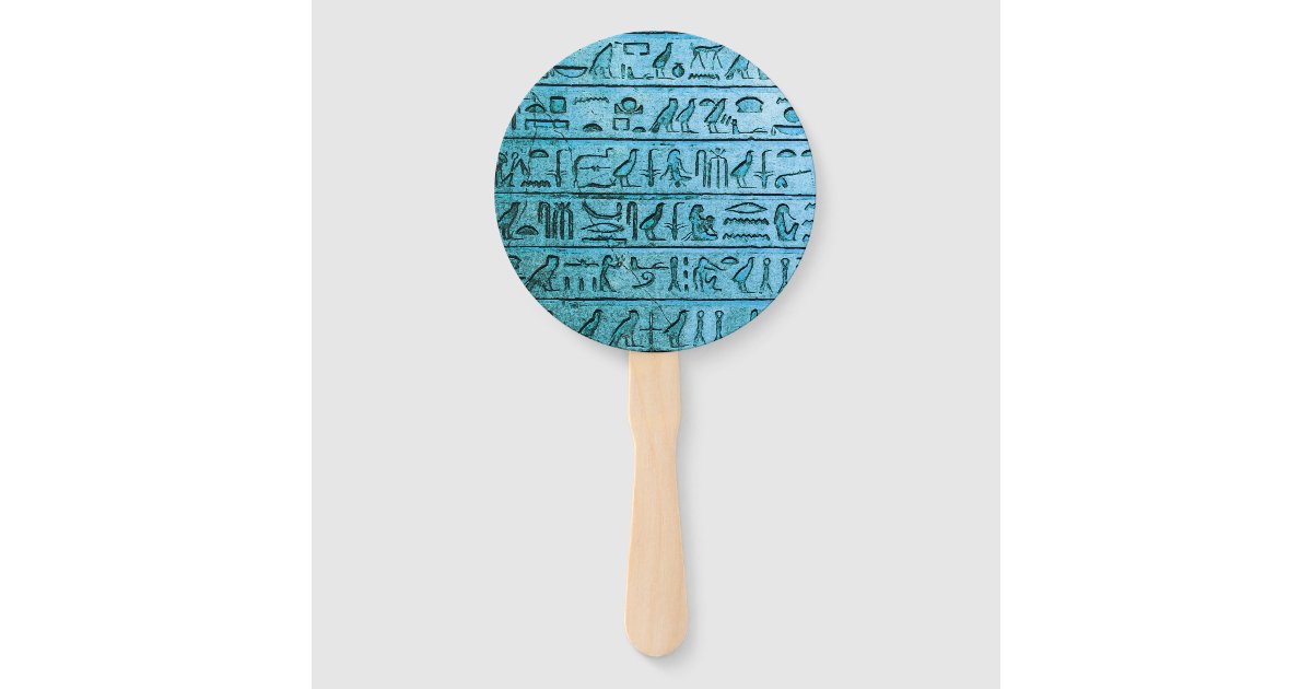 Ancient Egyptian Hieroglyphs Blue Hand Fan | Zazzle