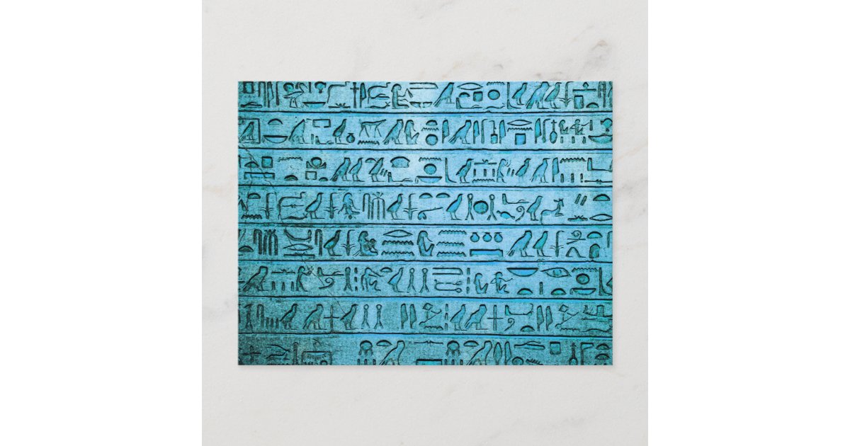 Ancient Egyptian Hieroglyphs Blue Postcard | Zazzle
