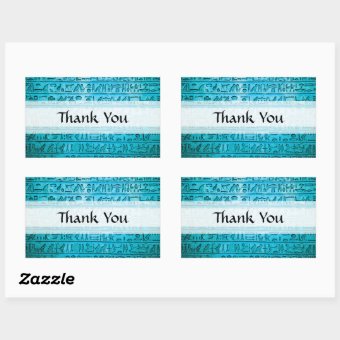 Ancient Egyptian Hieroglyphs Blue Thank You Rectangular Sticker | Zazzle