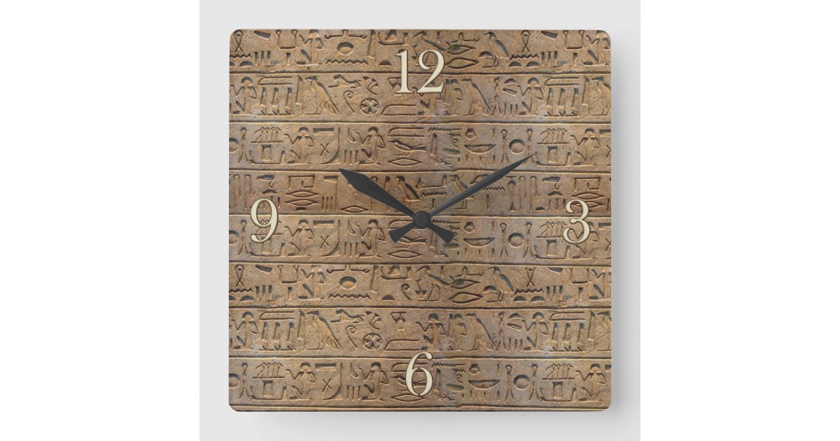 Ancient Egyptian Hieroglyphs Designer Clock | Zazzle