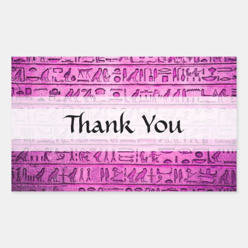 Ancient Egyptian Hieroglyphs Purple Thank You Rectangular Sticker | Zazzle