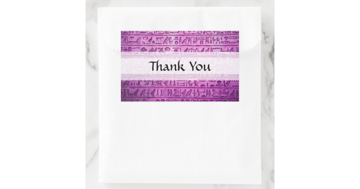 Ancient Egyptian Hieroglyphs Purple Thank You Rectangular Sticker | Zazzle