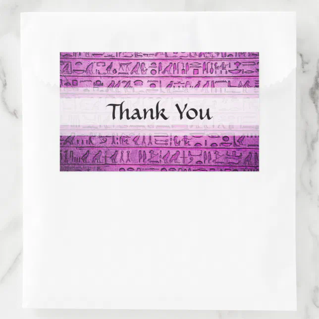 Ancient Egyptian Hieroglyphs Purple Thank You Rectangular Sticker | Zazzle