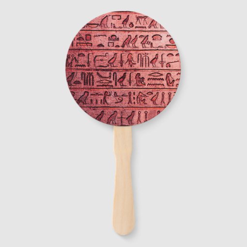 Ancient Egyptian Hieroglyphs Red Round Hand Fan | Zazzle