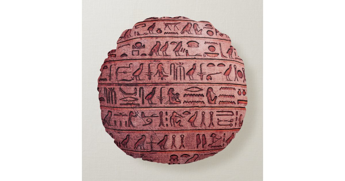 Ancient Egyptian Hieroglyphs Red Round Pillow | Zazzle
