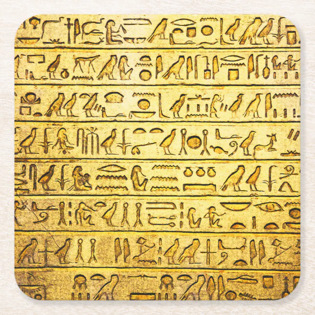Ancient Egyptian Hieroglyphs Yellow Square Paper Coaster | Zazzle