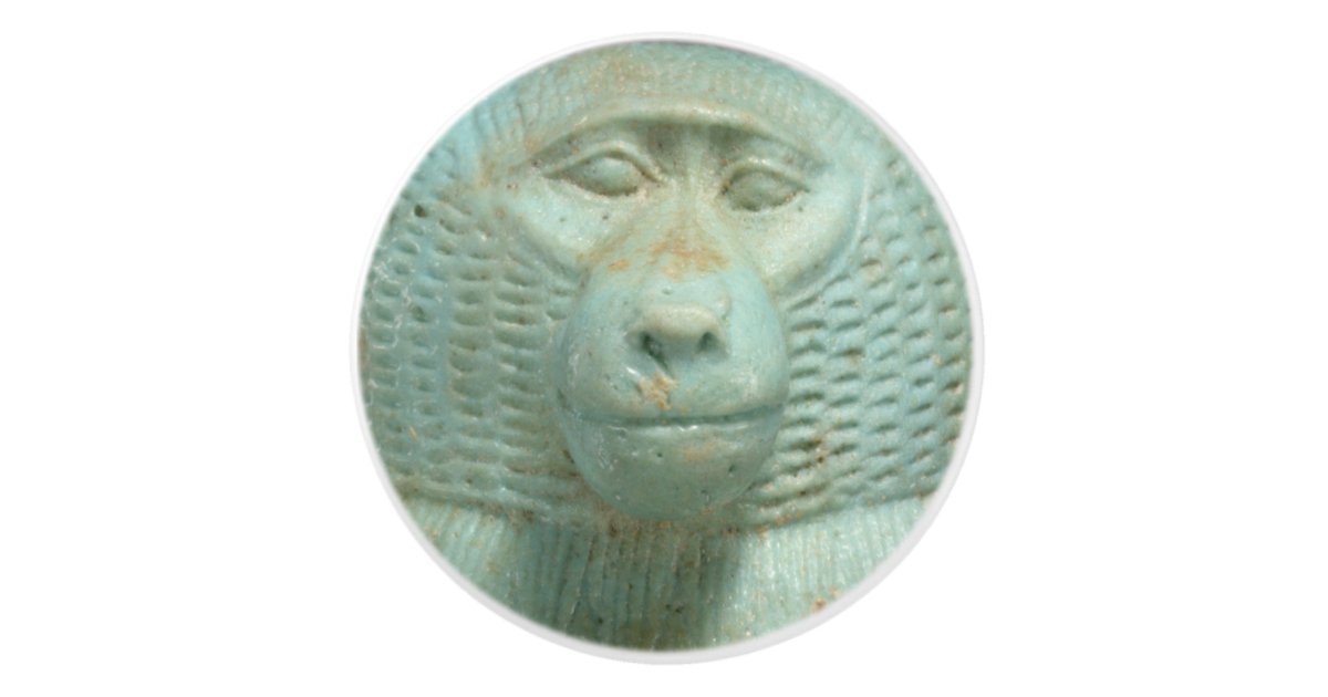 Ancient Egyptian Jade Baboon Snout Museum Statue Ceramic Knob | Zazzle