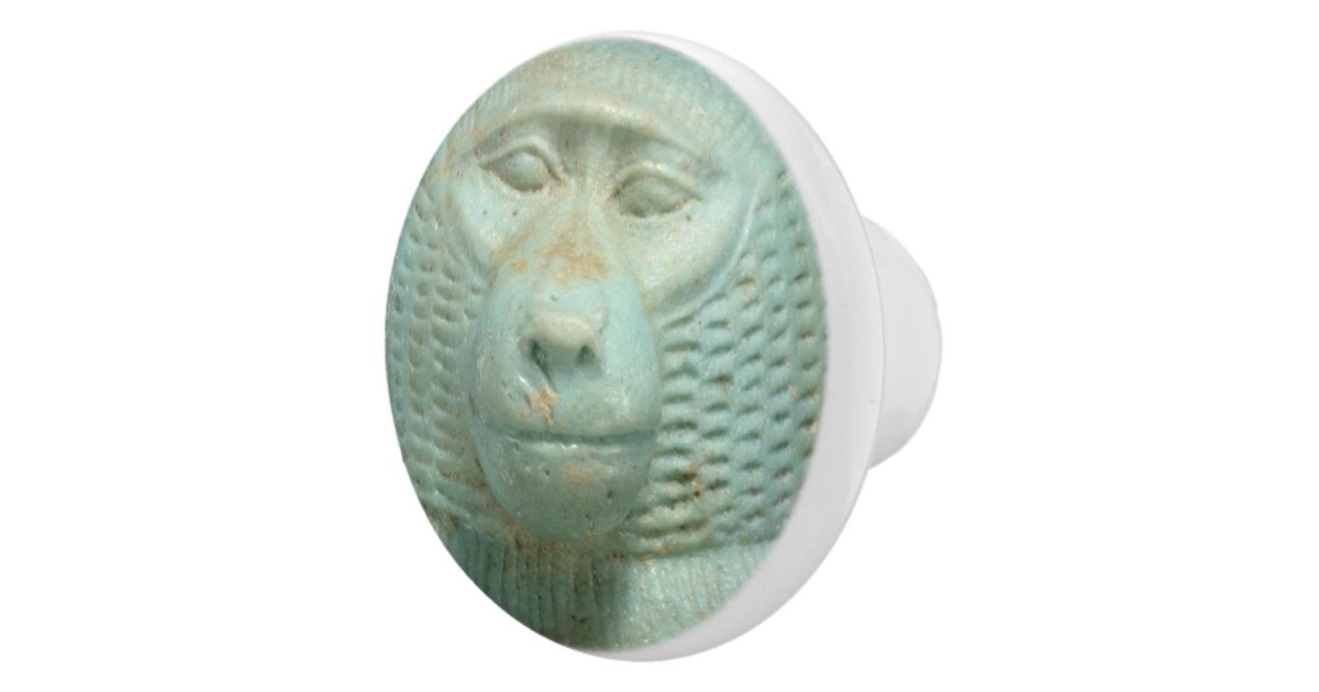 Ancient Egyptian Jade Baboon Snout Museum Statue Ceramic Knob | Zazzle