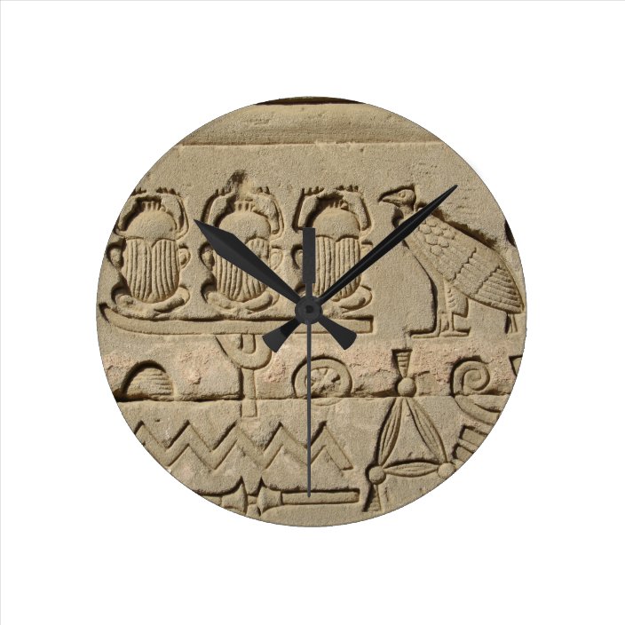 Ancient Egyptian Symbols Round Clock | Zazzle.com