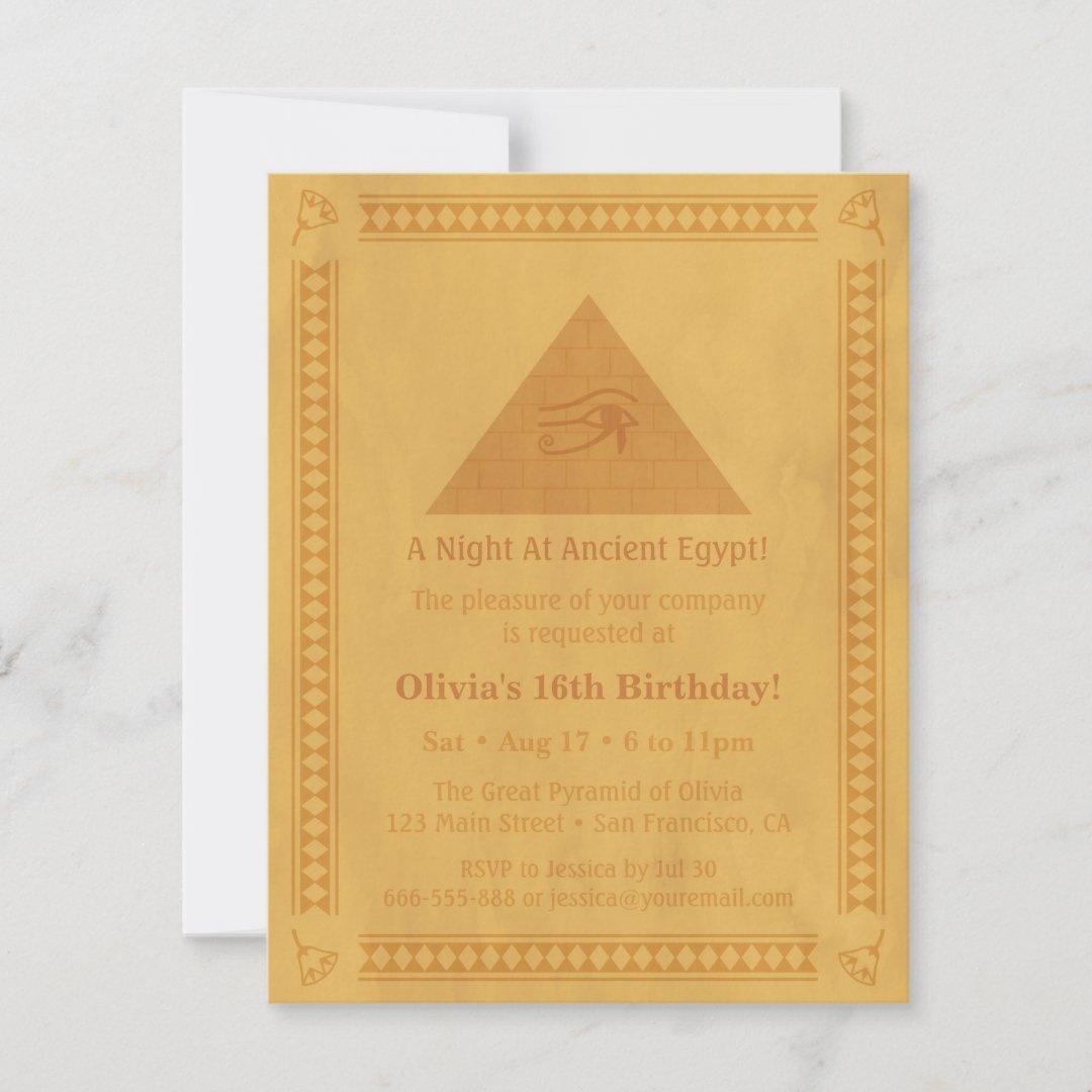 Ancient Egyptian Themed Birthday Party Invitations | Zazzle