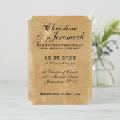 Ancient Faux Parchment Texture Simple Wedding Invitation | Zazzle