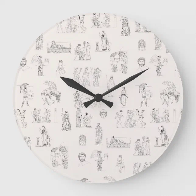 Ancient Greece Classical Greek History Pattern Large Clock | Zazzle