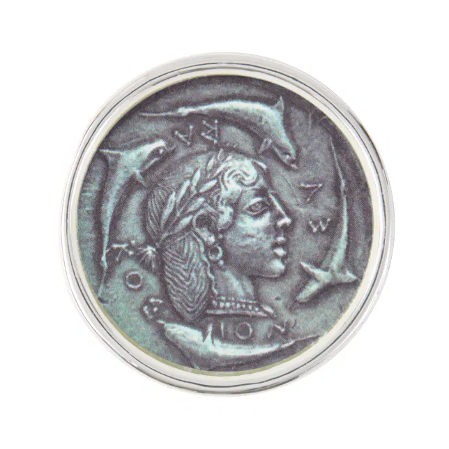 Ancient Greek coin with dolphins pin | Zazzle
