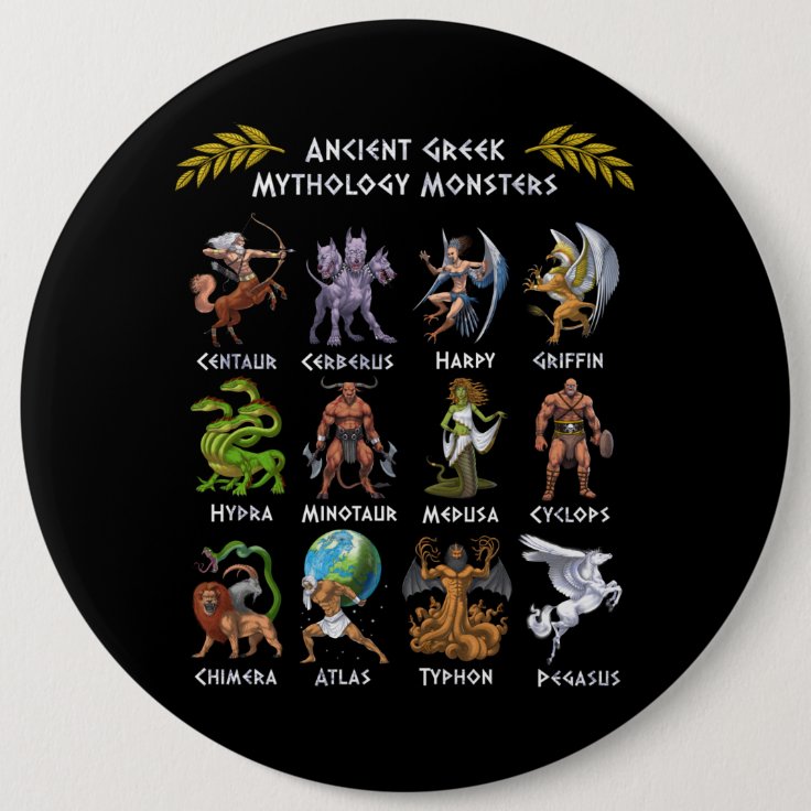 Ancient Greek Mythology Monsters Button | Zazzle