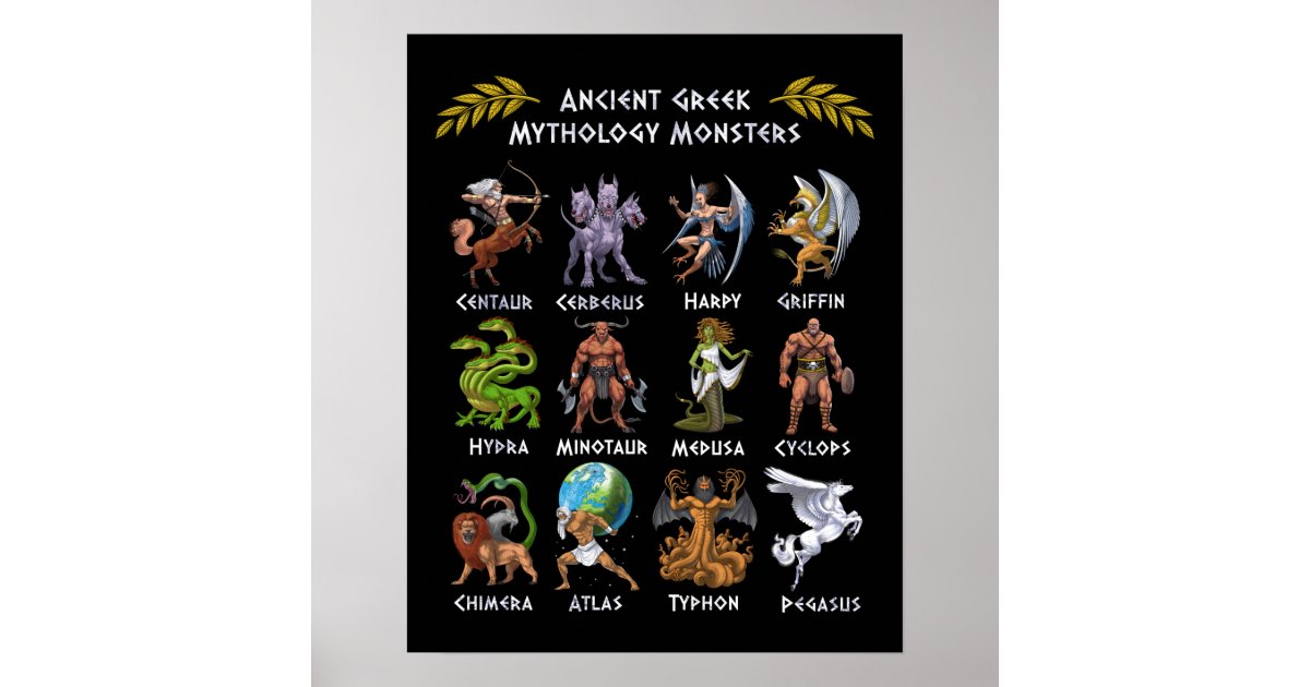Ancient Greek Mythology Monsters Poster | Zazzle