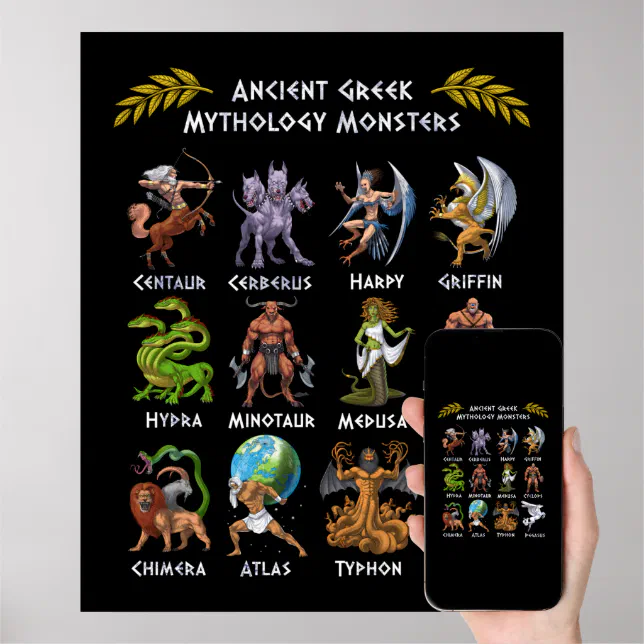 Ancient Greek Mythology Monsters Poster | Zazzle