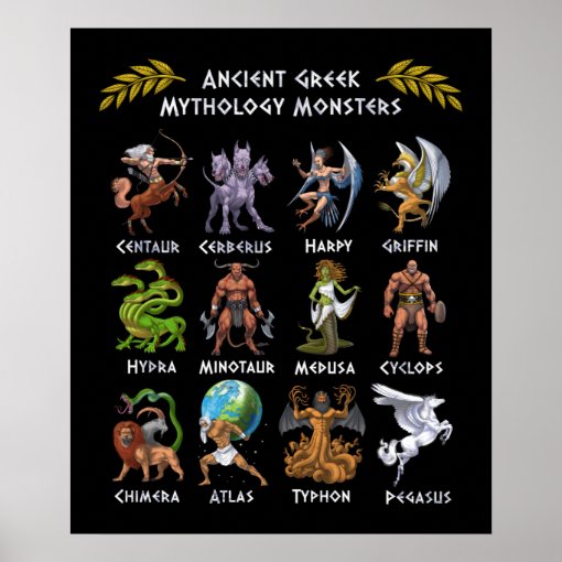 Ancient Greek Mythology Monsters Poster | Zazzle