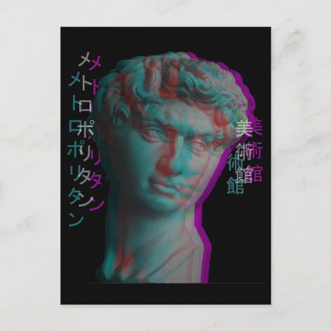 Ancient Greek Sculpture Vaporwave Statue Head Postcard | Zazzle