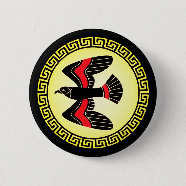 Ancient Greek Shields: Hawk (Air) Button | Zazzle